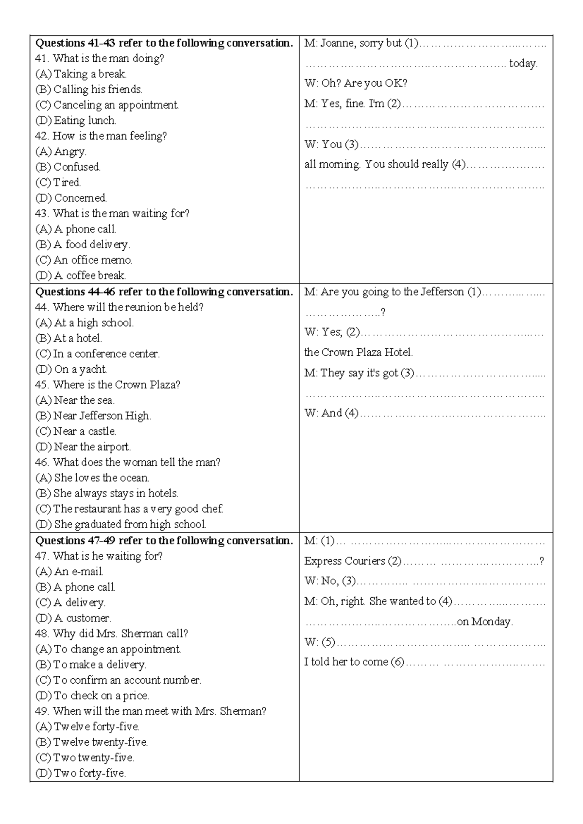 Part 3 Mozil - Actual Test 2 - Questions 41-43 refer to the following ...