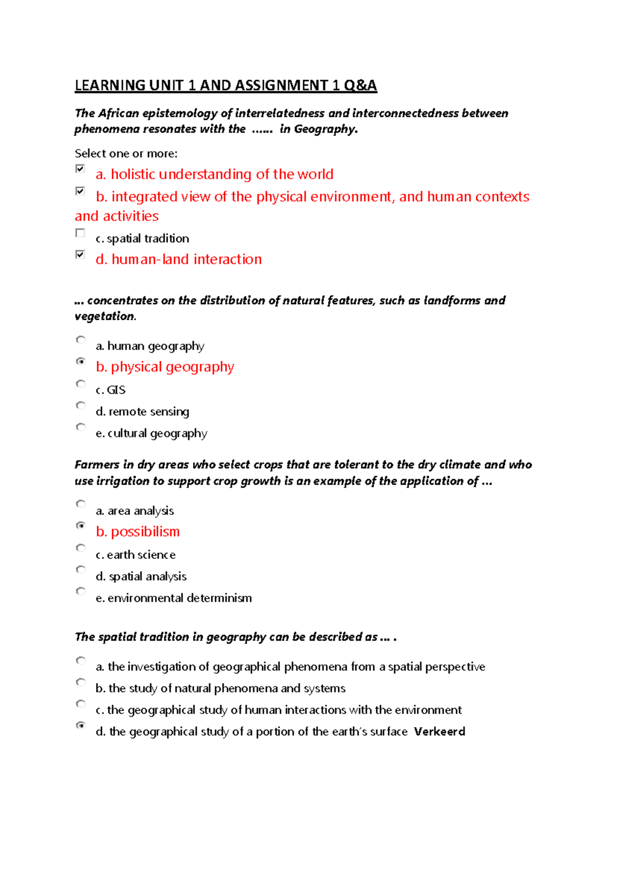 Learning UNIT 1 Q and A - Summary Introduction to the environment ...