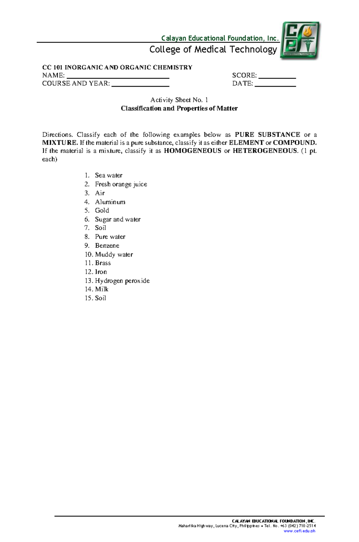 CC 101 Activity Sheet NO - Calayan Educational Foundation, Inc. College ...