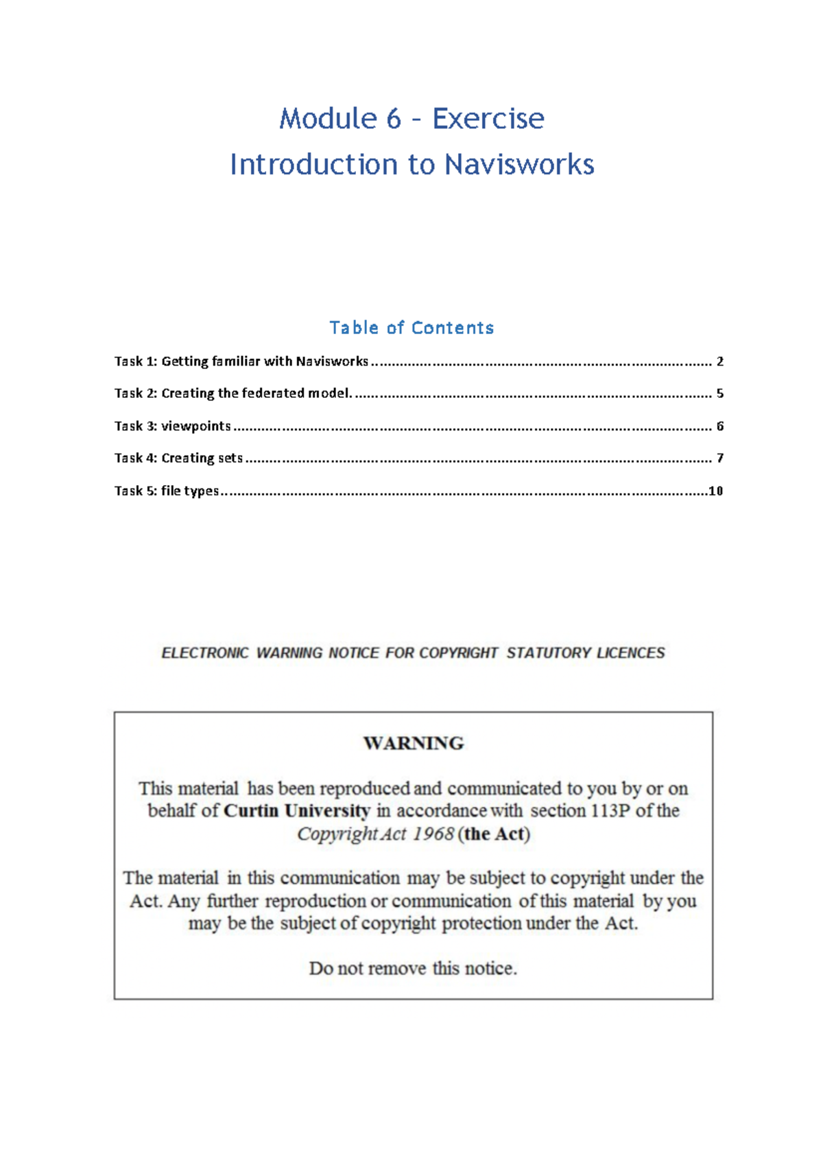 Tutorial 4 Exercise - Introduction to Naviswork - Module 6 – Exercise ...