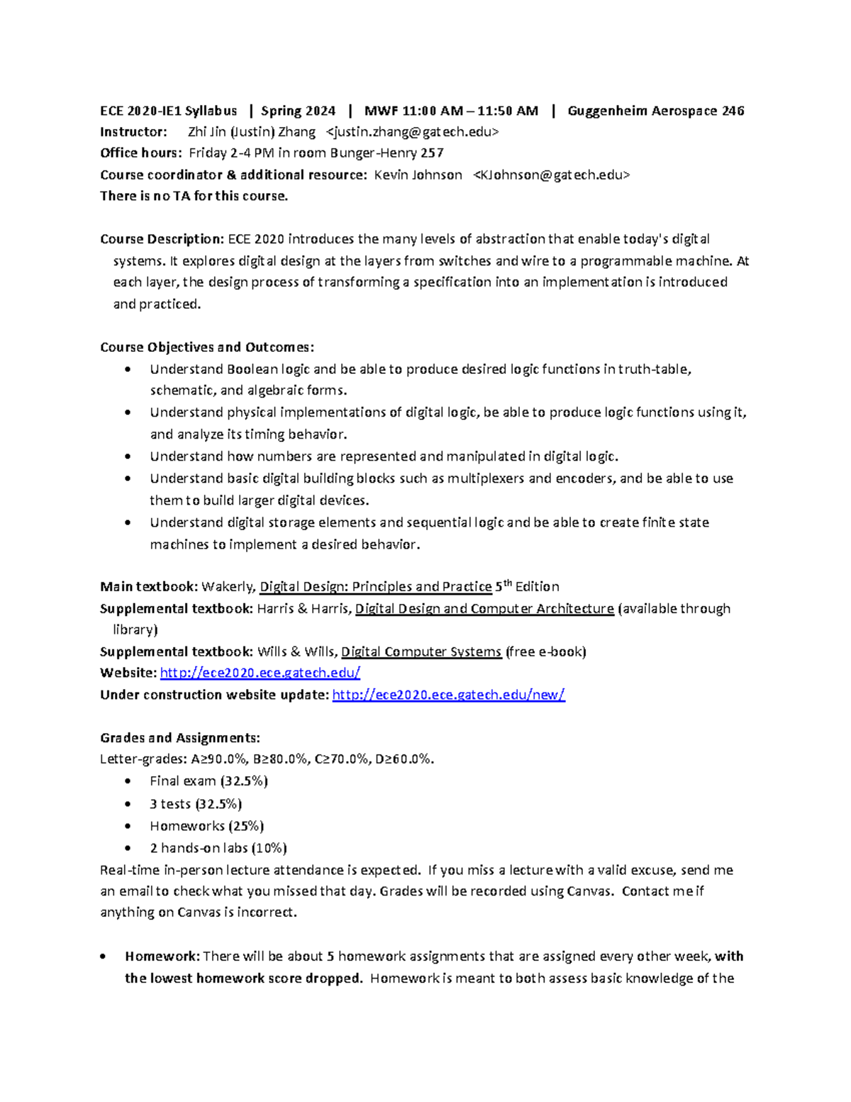Syllabus 2020IE1 Spring 24-2 - ECE 2020-IE 1 Syllabus | Spring 2024 | MWF 11:00 AM – 11:50 AM ...