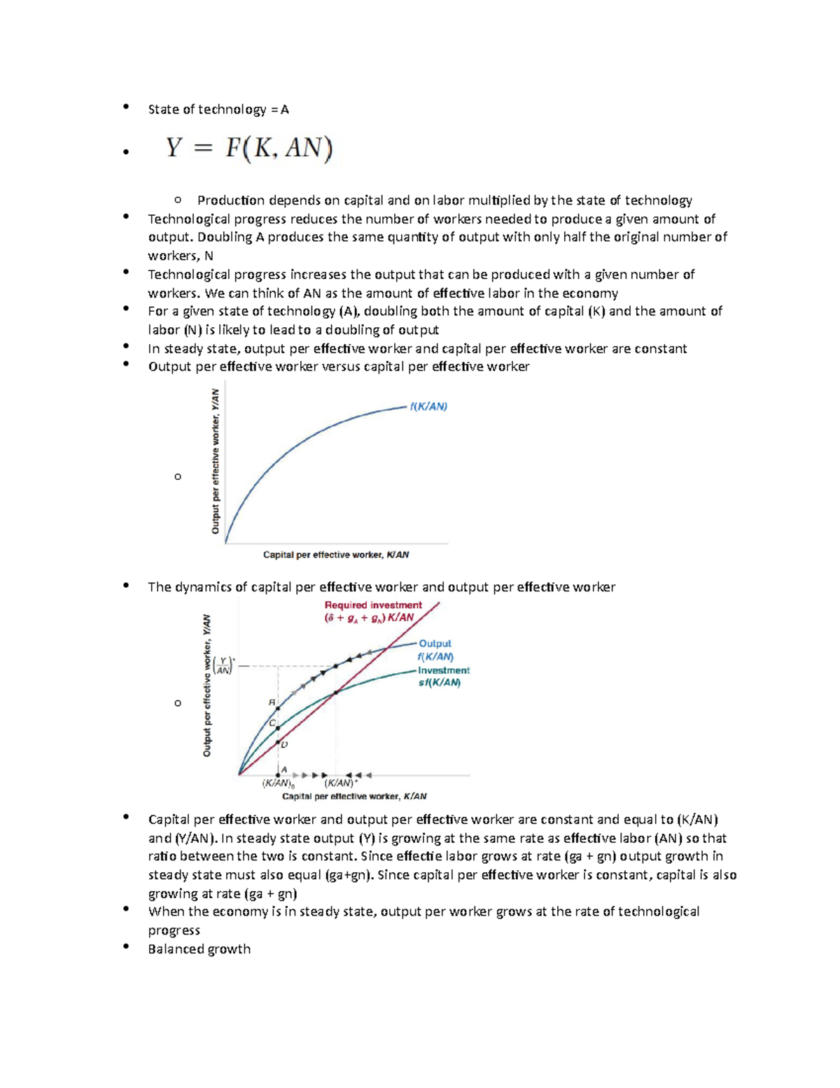 Technological progress and growth - State of technology = A o ...