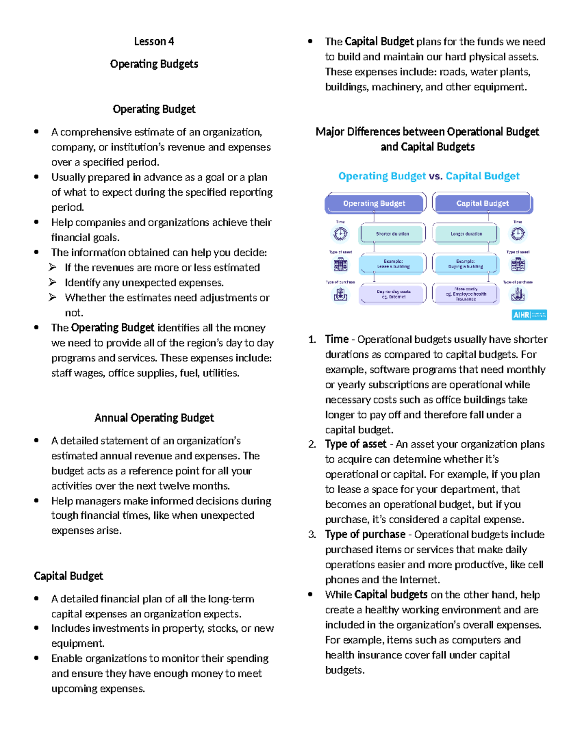 Operating-Budgets - /// - Lesson 4 Operating Budgets Operating Budget A ...