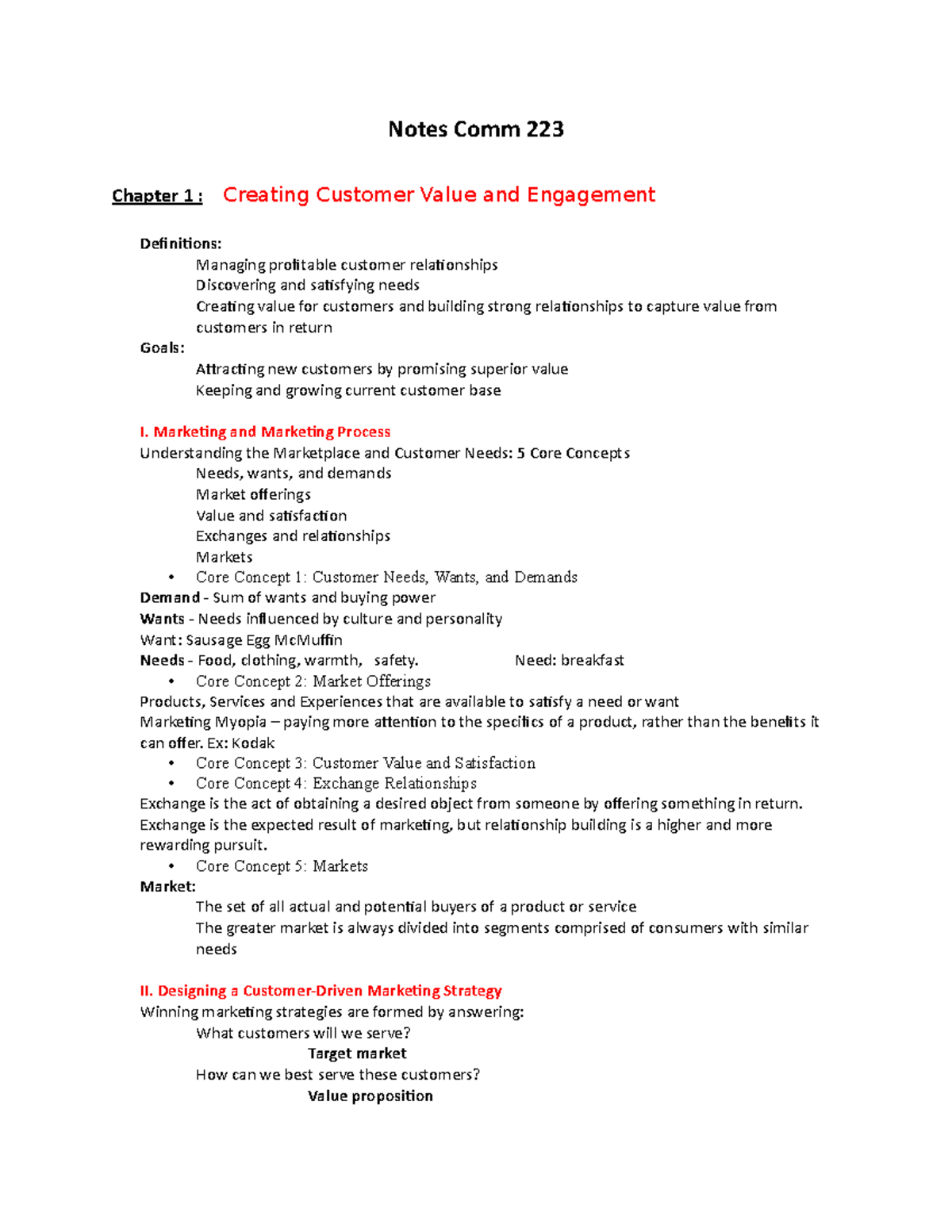 Notes Comm 223 marketing andre chamoun - Notes Comm 223 Chapter 1 ...