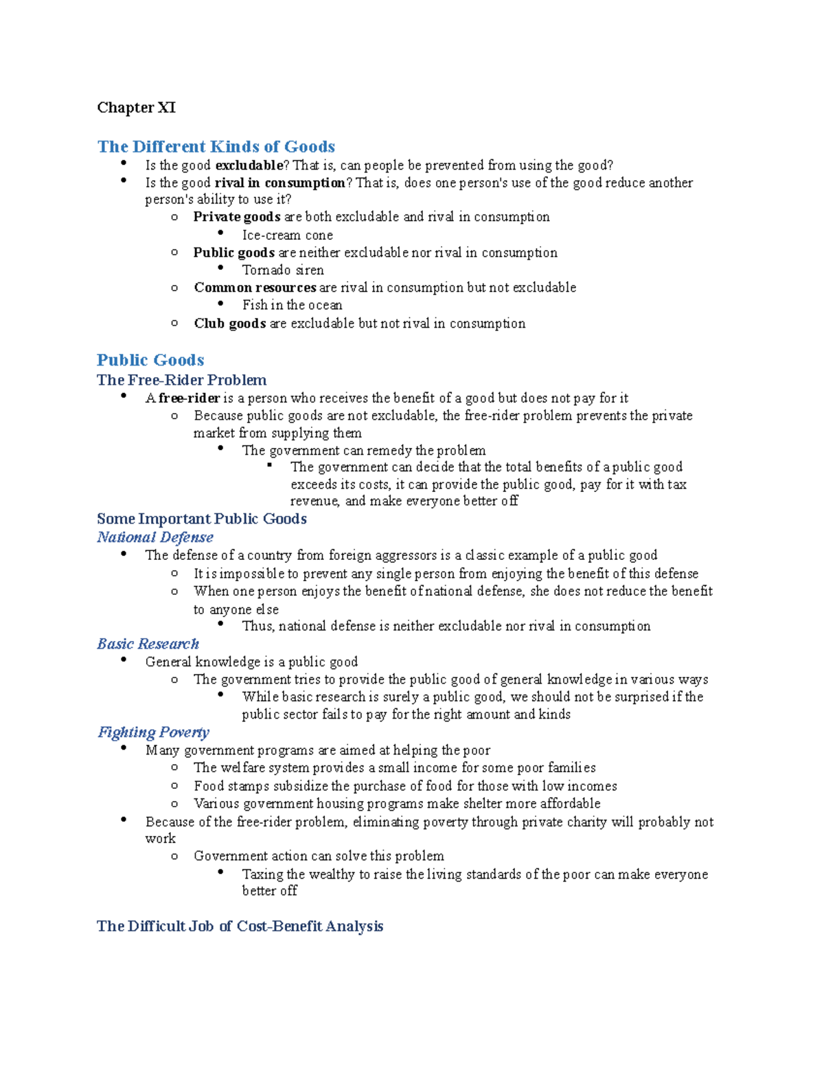 Chapter XI Micro - Chapter XI The Different Kinds of Goods Is the good ...