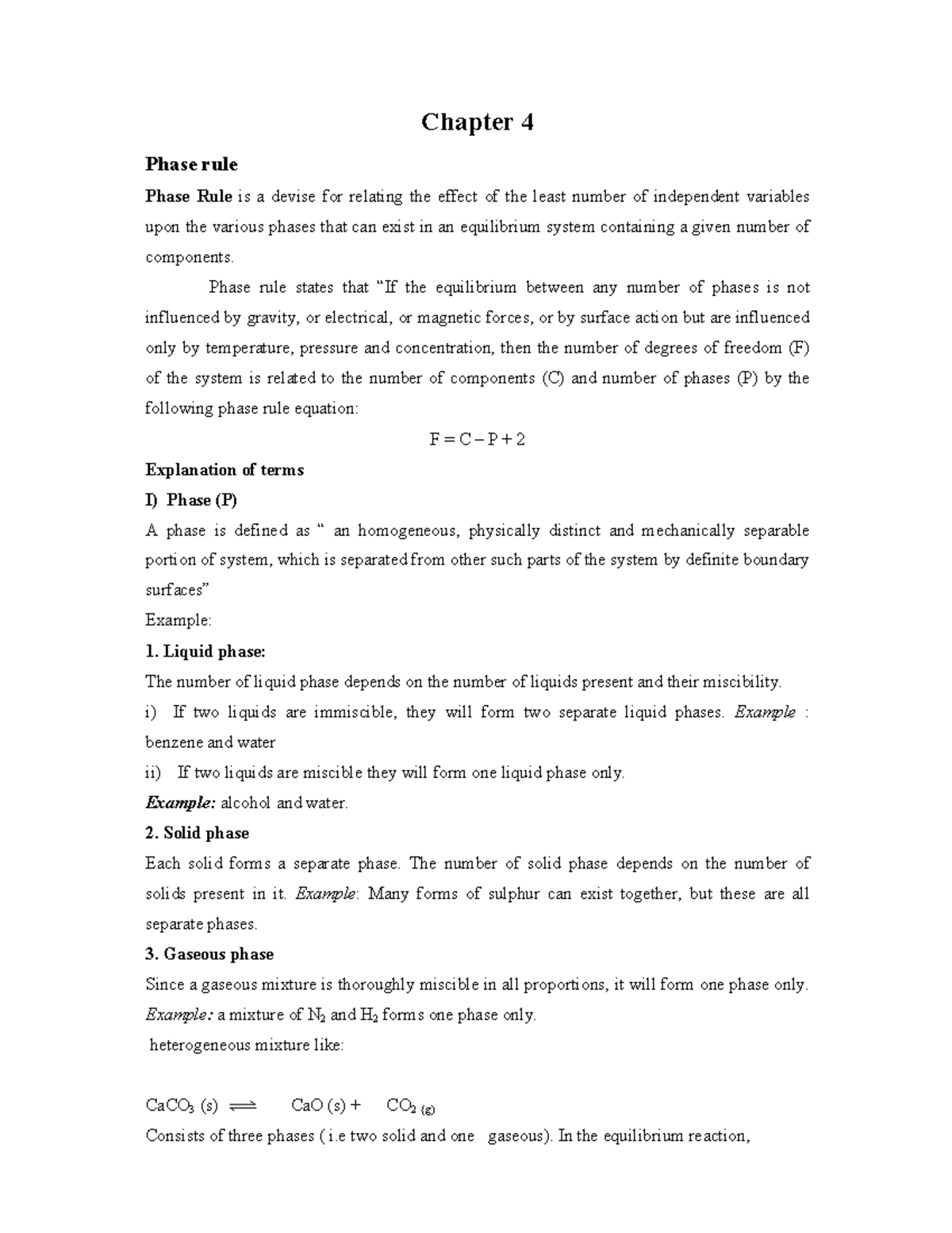 Phase rule - Principles of Physical Chemistry course - Chapter 4 Phase ...
