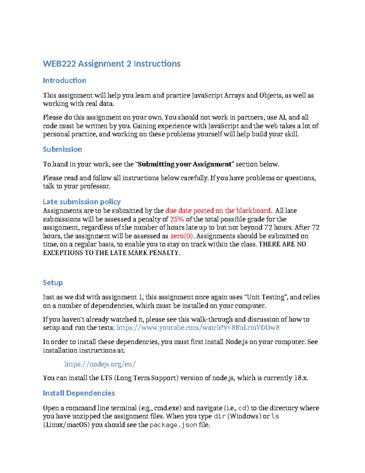 Assignment-2 - Here is the description. - WEB222 Assignment 2 Instructions Introduction This ...