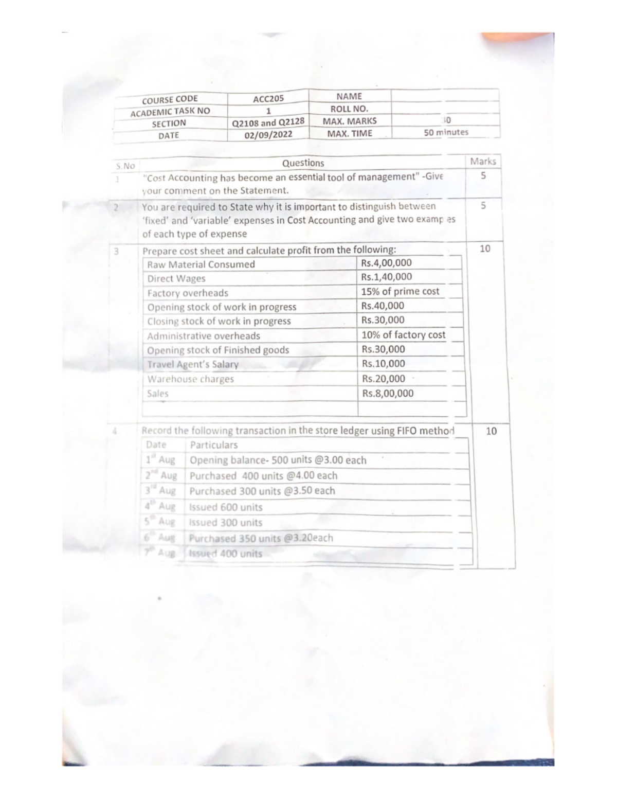 Academic TASK NO - CA1 - BBA - Studocu