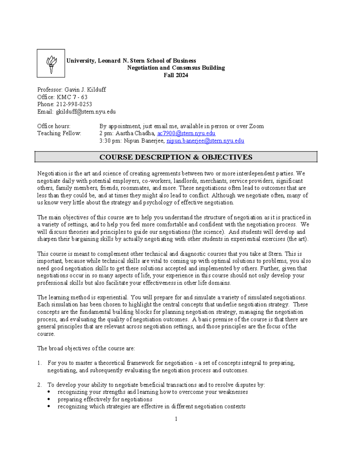 Syllabus - New York University, Leonard N. Stern School of Business ...