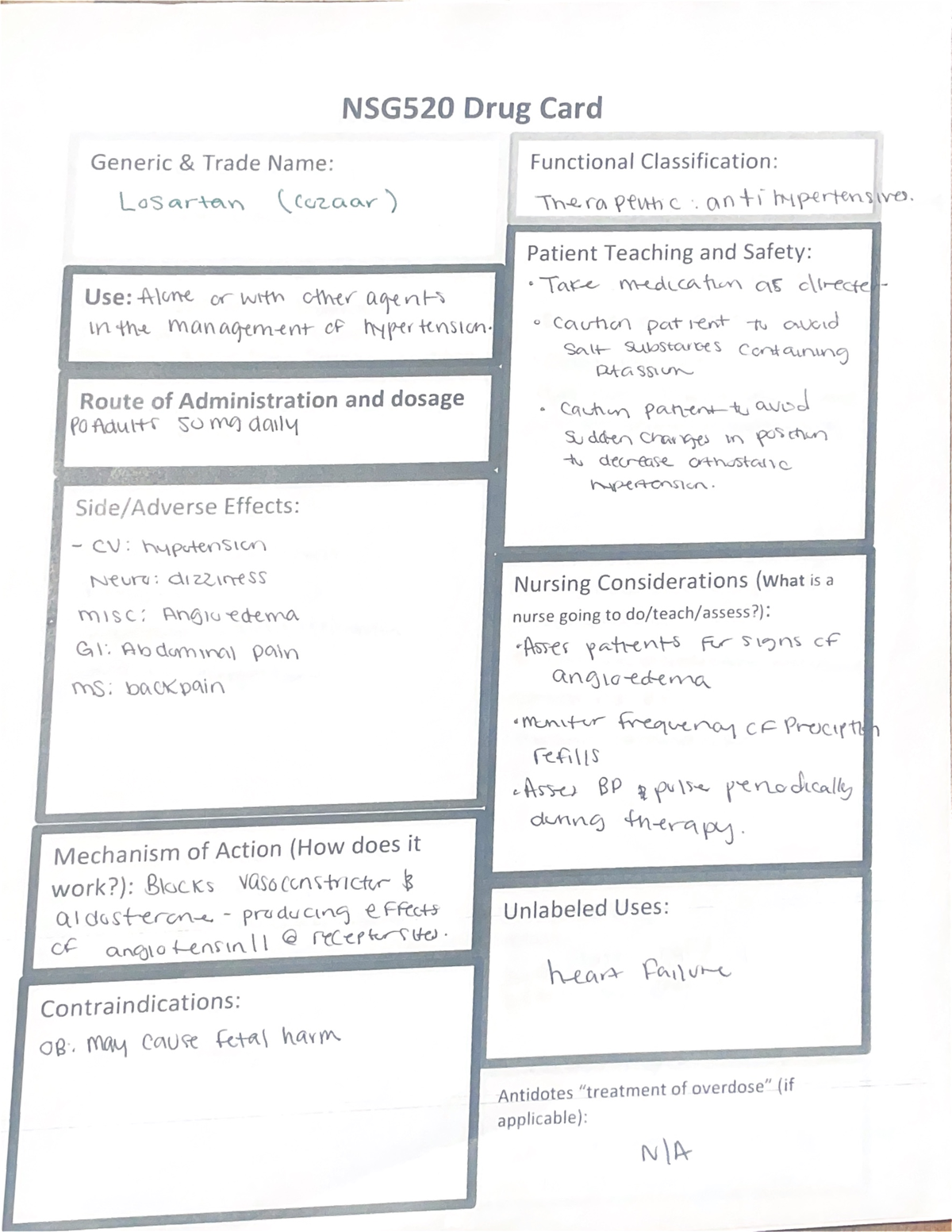 Week 9 drug cards - week 9 drug card detailed in fundamentals with ...