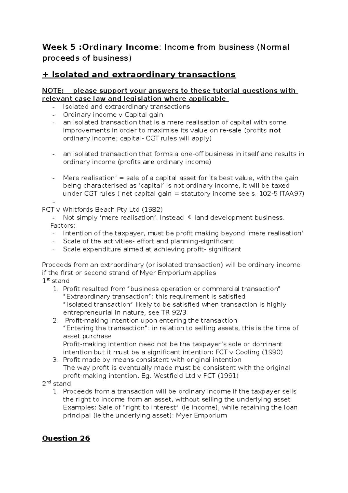 Tutorial-5-answers - Week 5 :Ordinary Income: Income from business ...