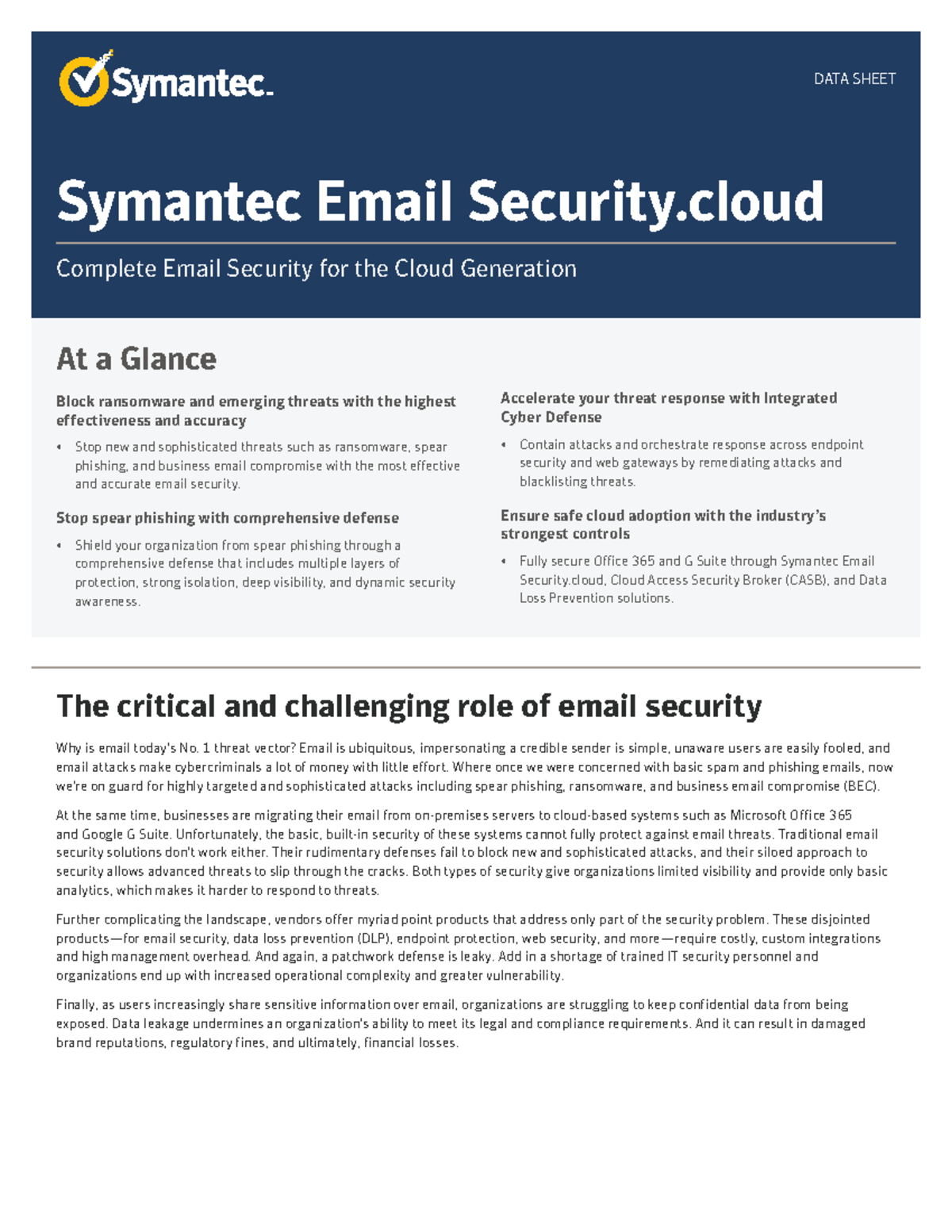 Aplicación Email security cloud en symantec - DATA SHEET Symantec Email ...