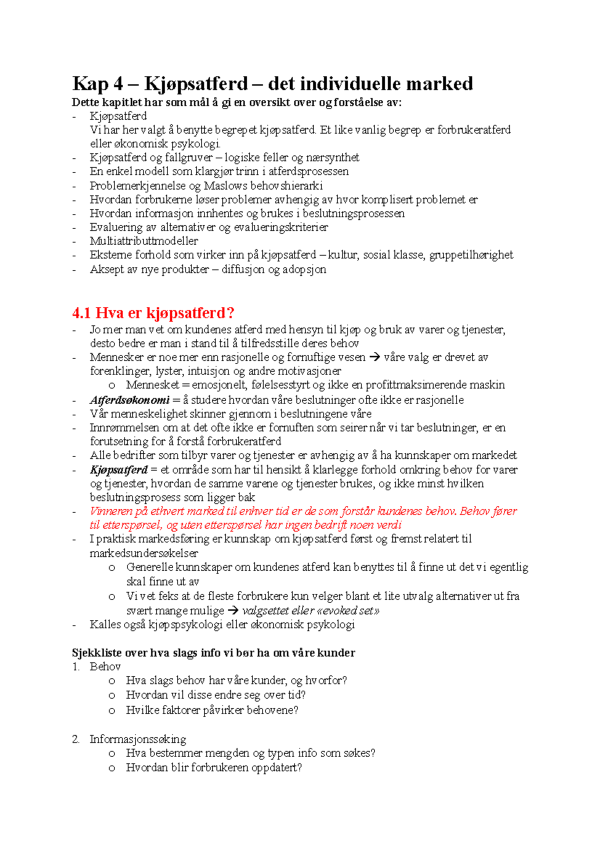 Kap 4 Kjøpsatferd - Kap 4 – Kjøpsatferd – det individuelle marked Dette ...
