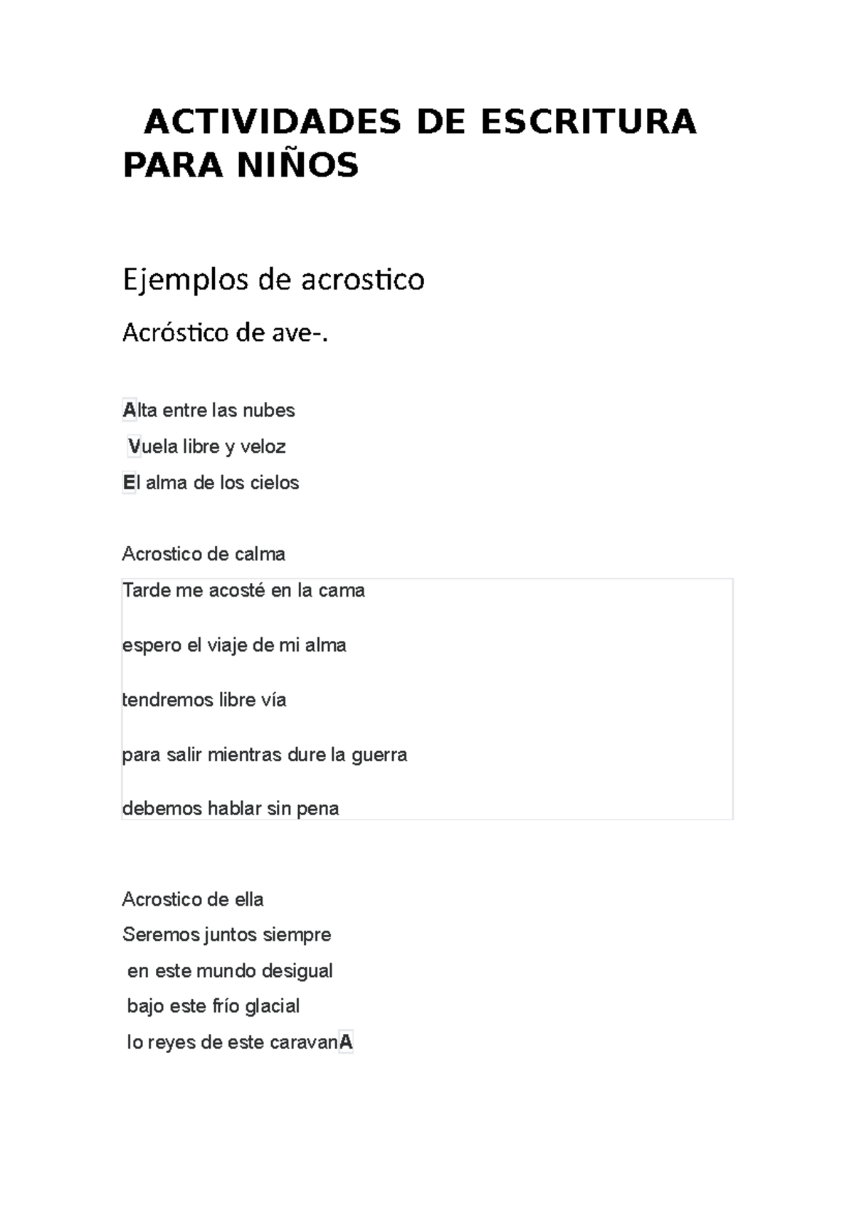 Actividades DE Escritura PARA Niños - ACTIVIDADES DE ESCRITURA PARA ...