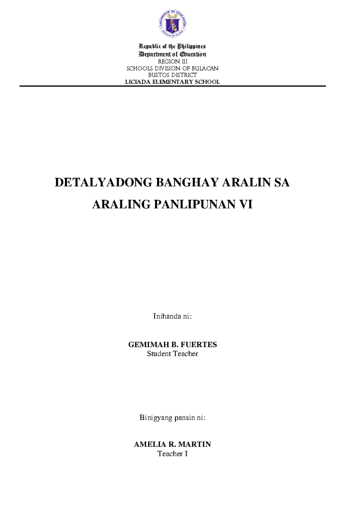 AP 6 DLP - JOSE Rizal - Republic of the Philippines Department of ...