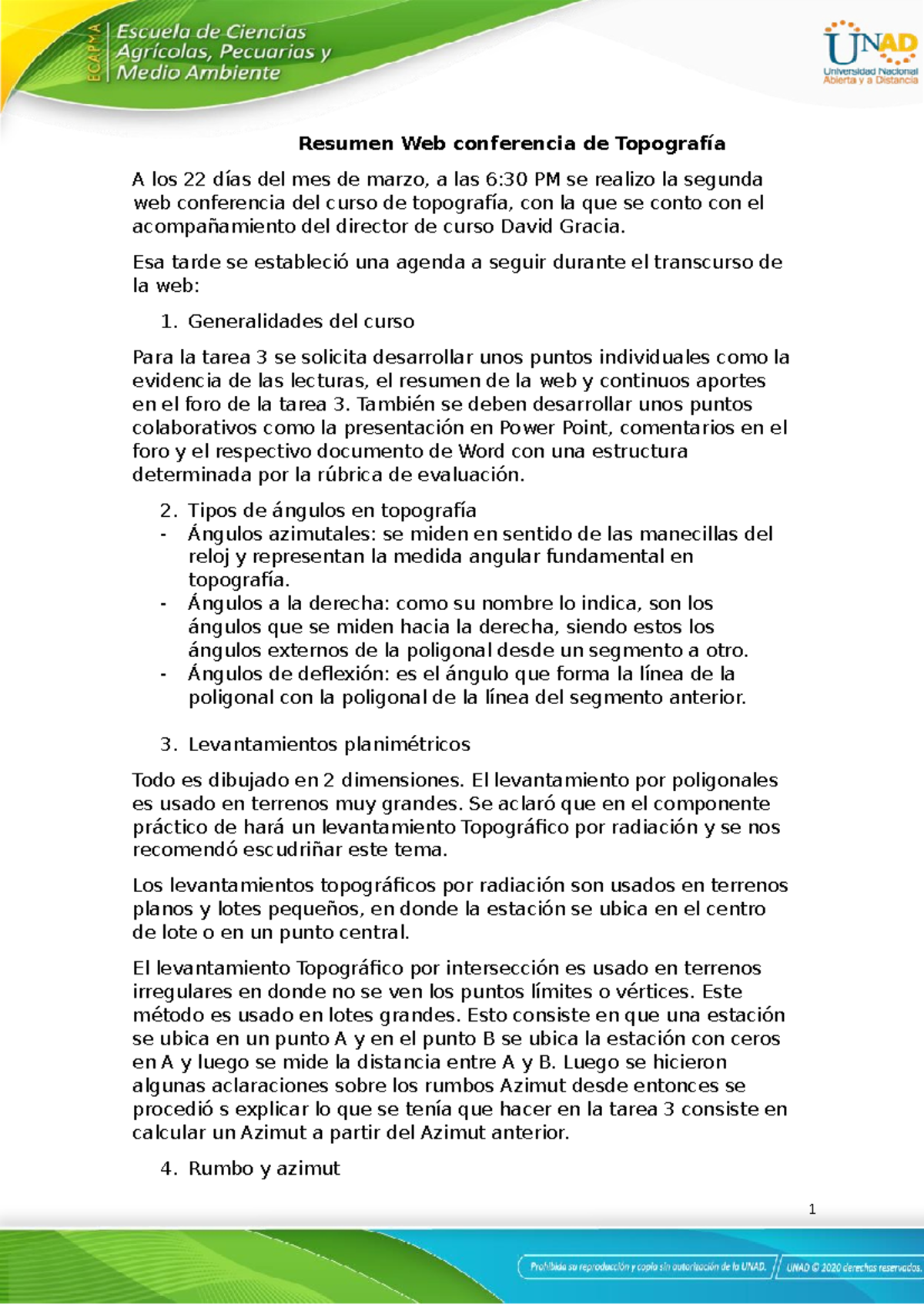 Resumen de la webconferencia - 1 Resumen Web conferencia de Topografía ...