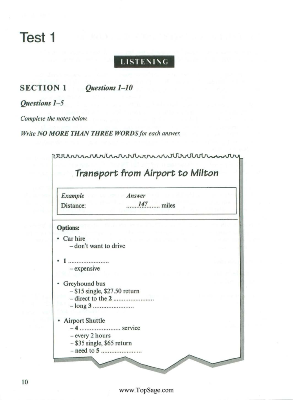 Final-Test Ielts 6.0 - Test 1 LISTENING SECTION 1 Questions Questions ...
