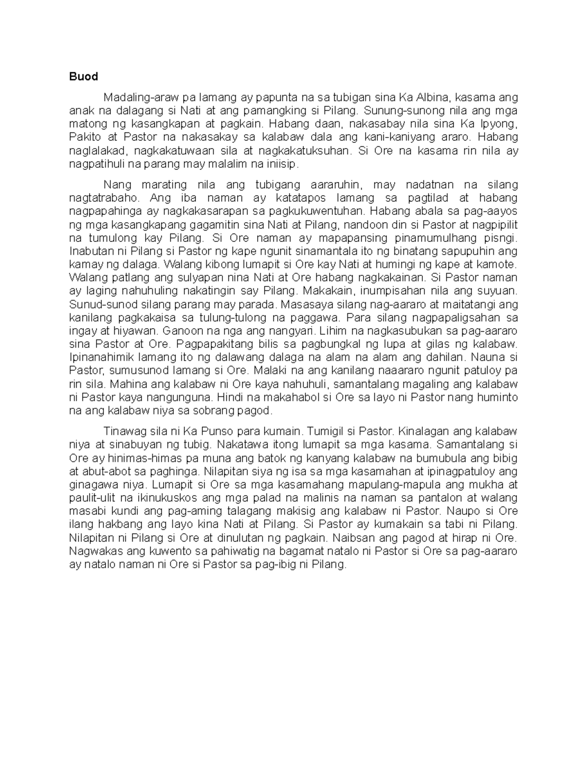 BUOD NG ISANG KWENTO NA MAKAKATULONG SA IYONG ASSIGNMENT - Buod ...