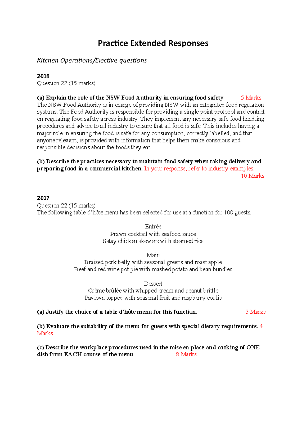Practice Extended Responses - Practice Extended Responses Kitchen ...
