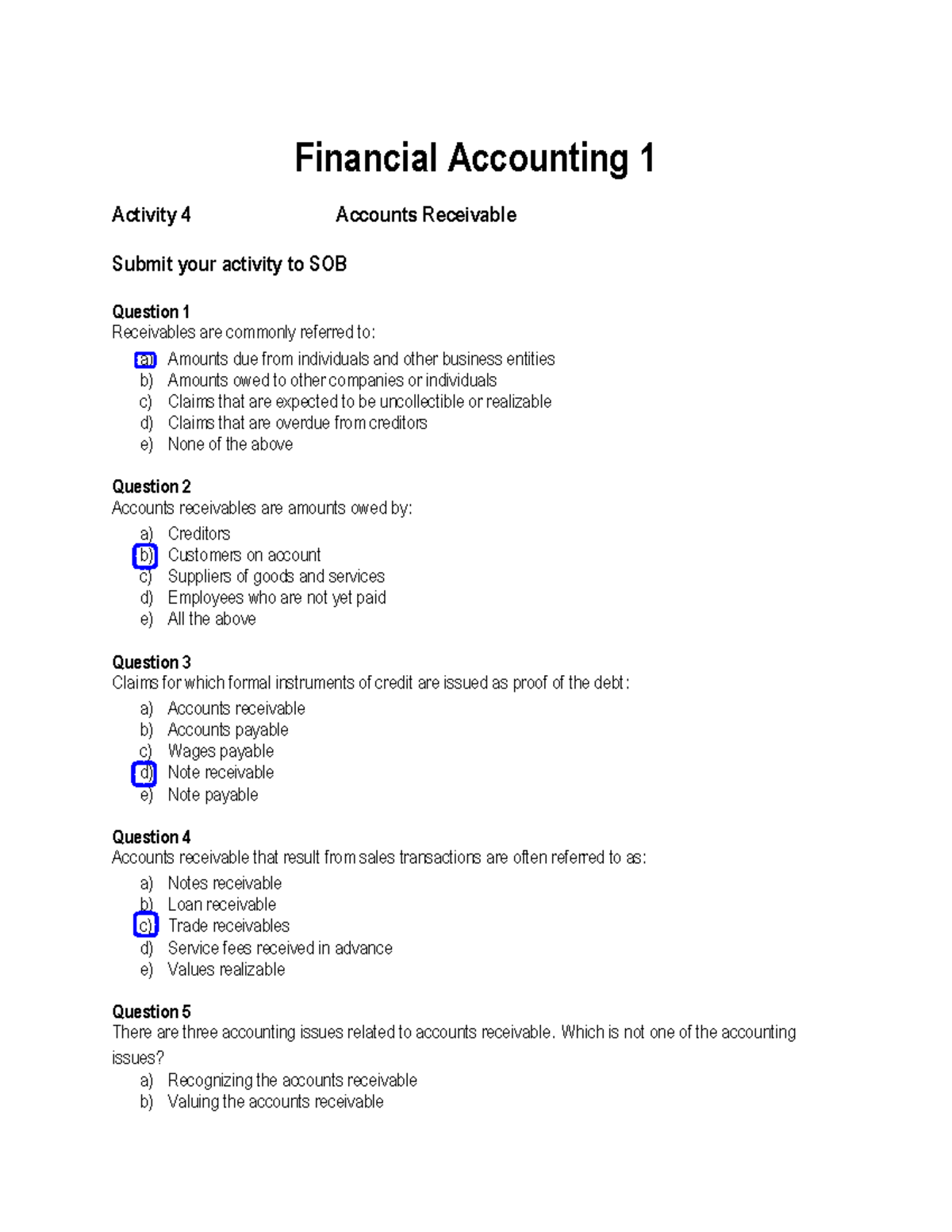 ACCT2100 Activity 4 FA1 student answers - Financial Accounting 1 ...