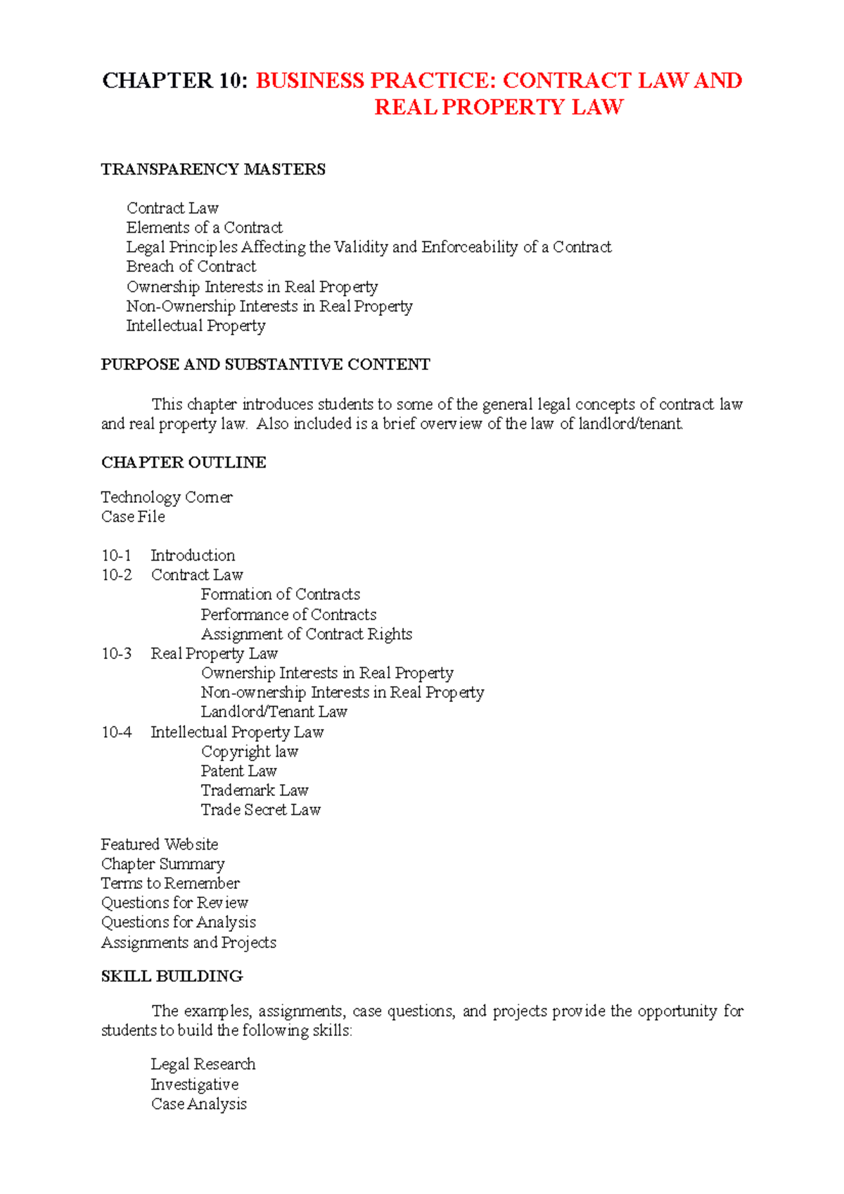 Ch10 Business Practice Contract Law and Real Property Law - CHAPTER 10 ...