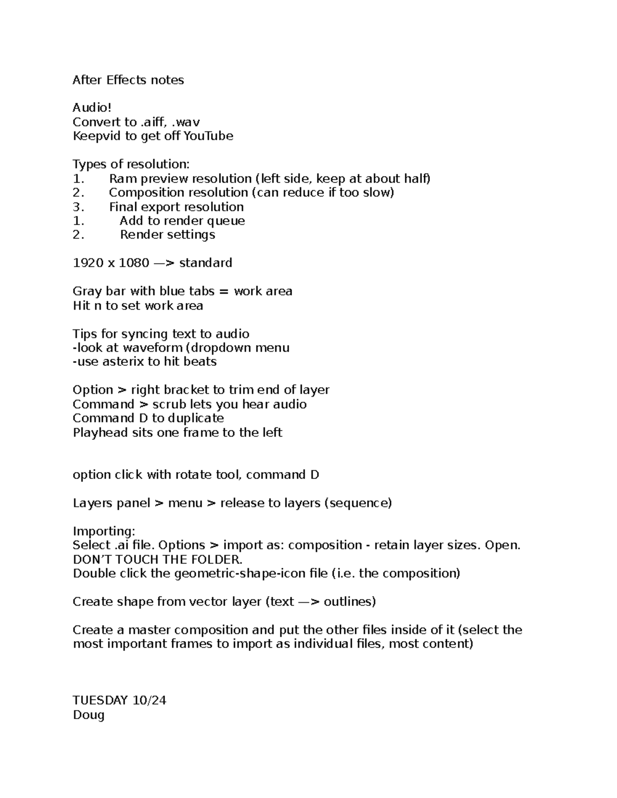 After Effects notes - After Effects notes Audio! Convert to .aiff, .wav ...