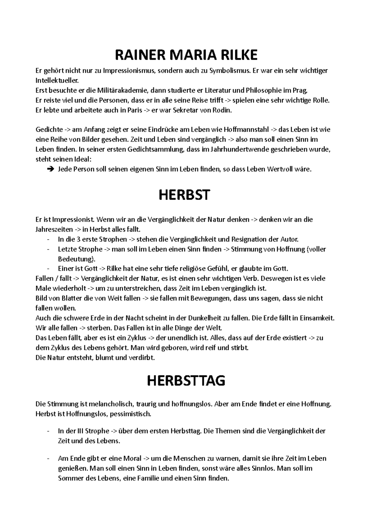 Rainer Maria Rilke - Herbst Herbsttag Der Panther - RAINER MARIA RILKE ...