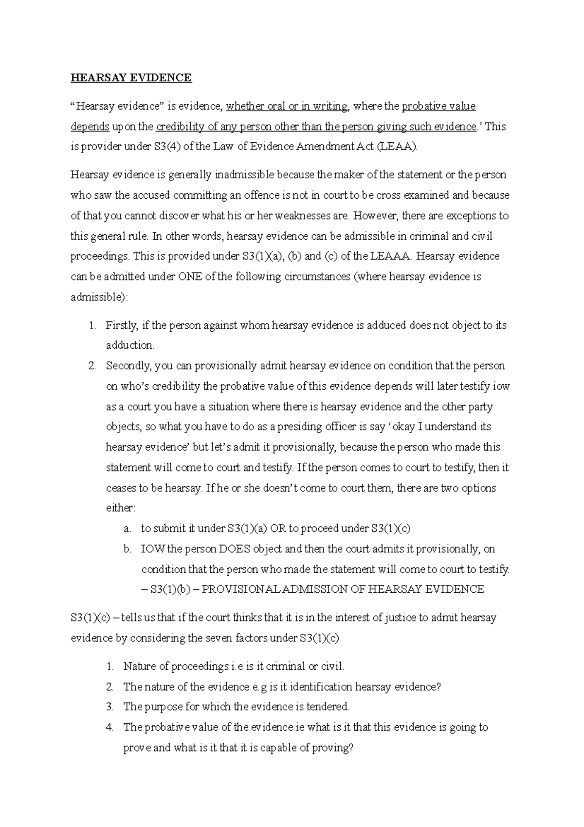 Hearsay Evidence - HEARSAY EVIDENCE “Hearsay evidence” is evidence ...