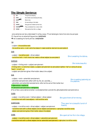 English Grammar Summary VL 1-9 - English Grammar Summary 1 - 3. Six ...