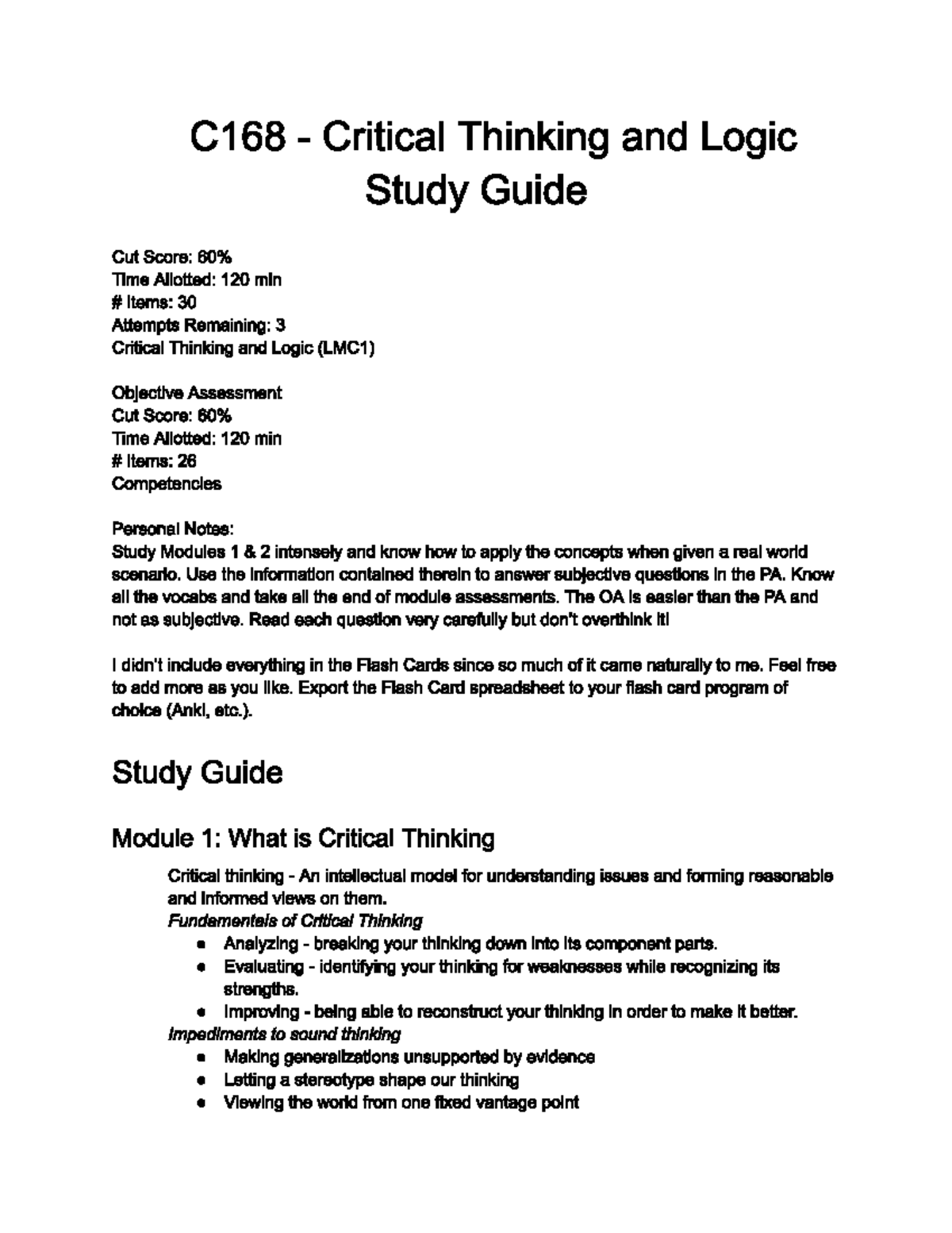 Study Guide - C168 - Studocu