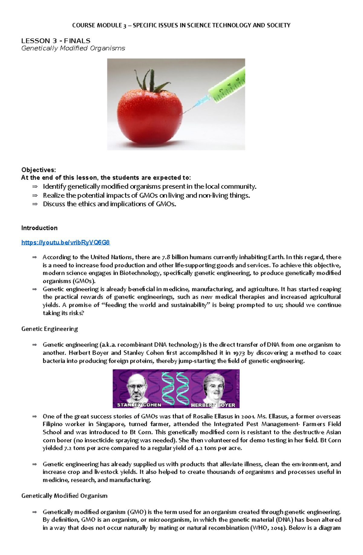 Lesson 3-CM3 - STS - COURSE MODULE 3 – SPECIFIC ISSUES IN SCIENCE ...