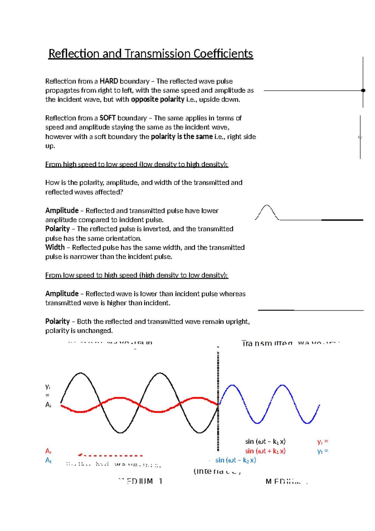 Reflection and Transmission Coefficients - Reflection and Transmission ...