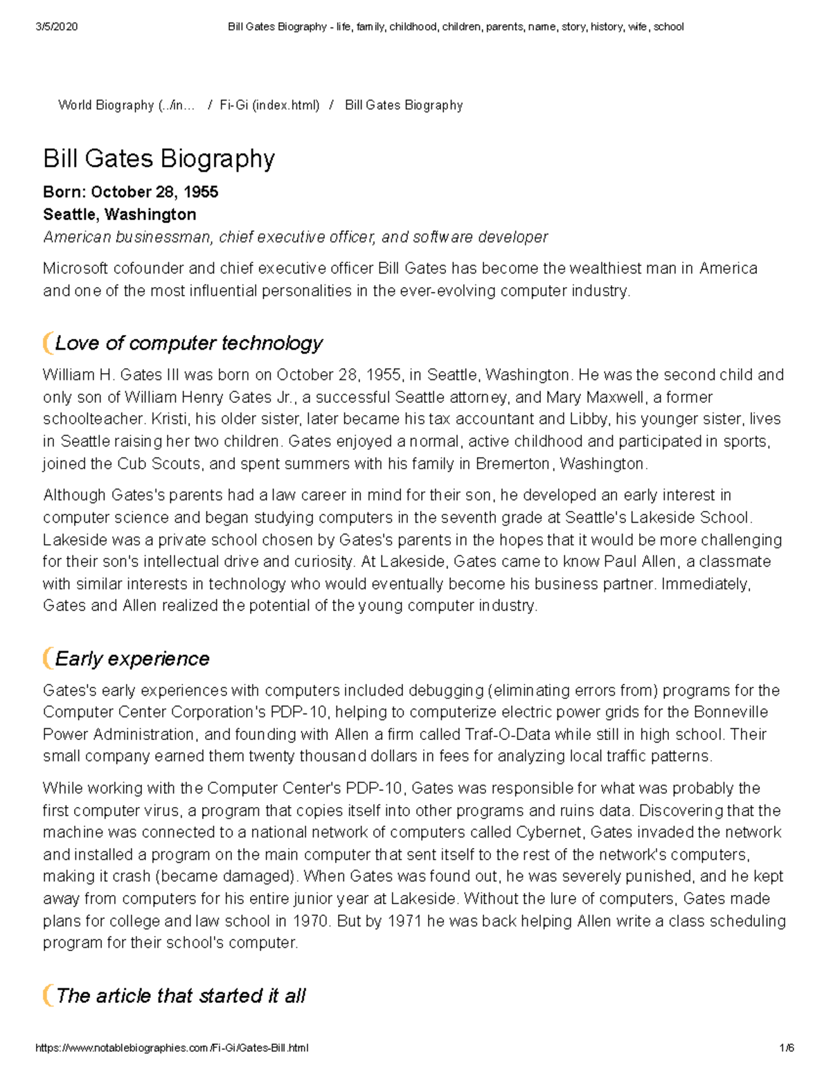 Bill Gates Biography - life, family, childhood, children, parents, name ...