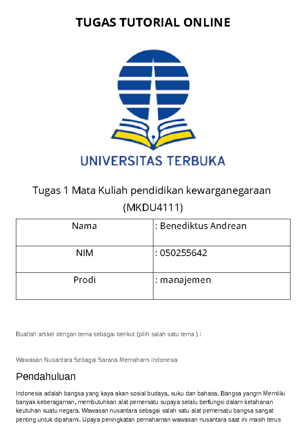 Tugas 1.PKN docx 20231023 230826 0000 - TUGAS TUTORIAL ONLINE Tugas 1 Mata Kuliah pendidikan ...