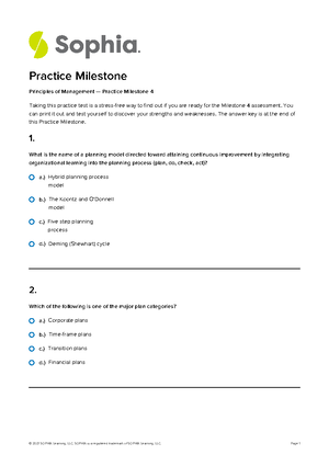 Principles of Management Unit 4 Milestone 4 - 21/ 22 that's 95% RETAKE ...