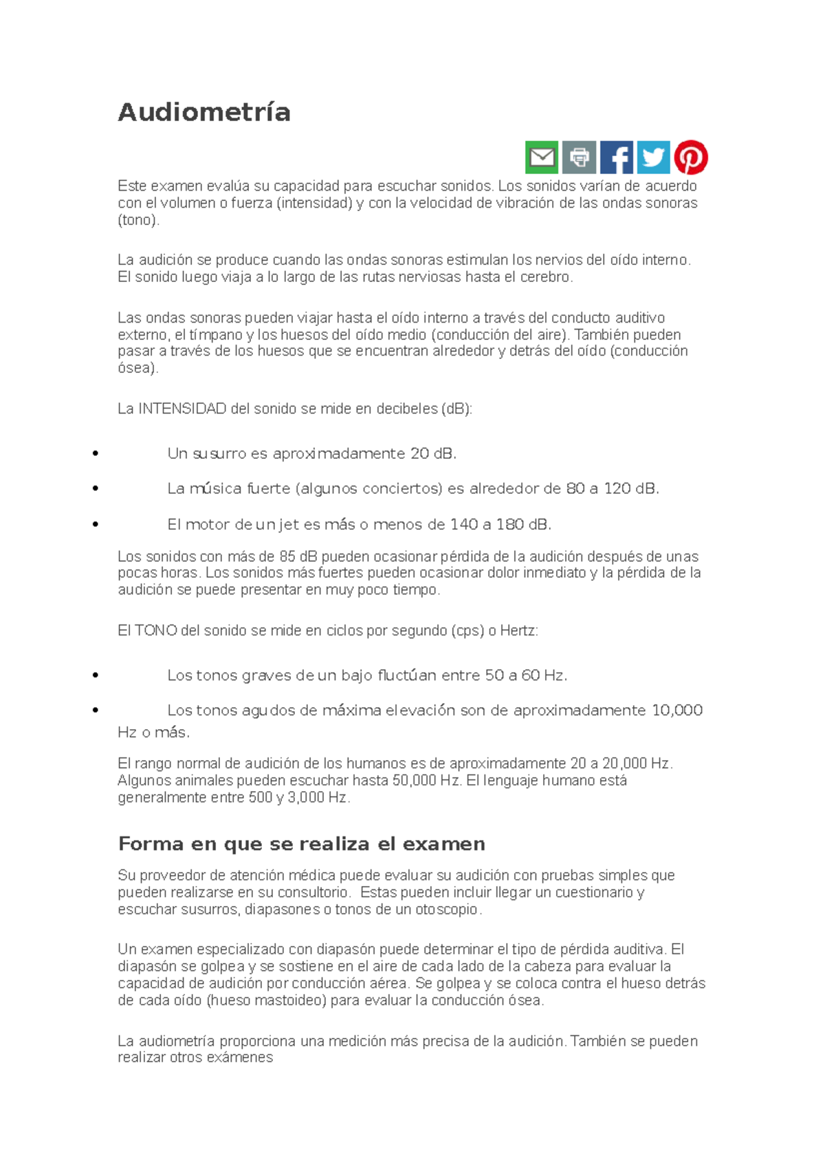 Audiometria - ayuda apuntes - Audiometría Este examen evalúa su ...