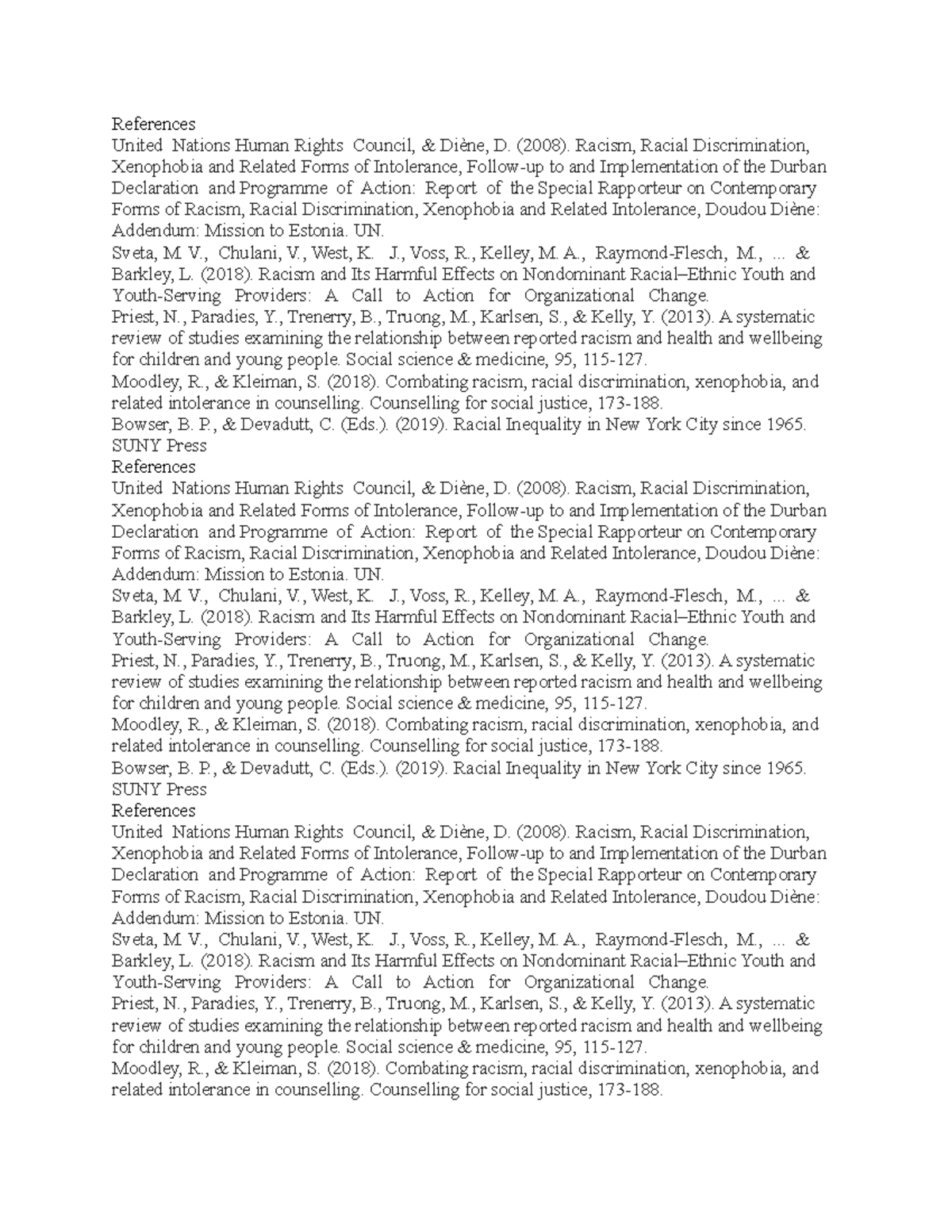 Sociology Paper - References United Nations Human Rights Council ...