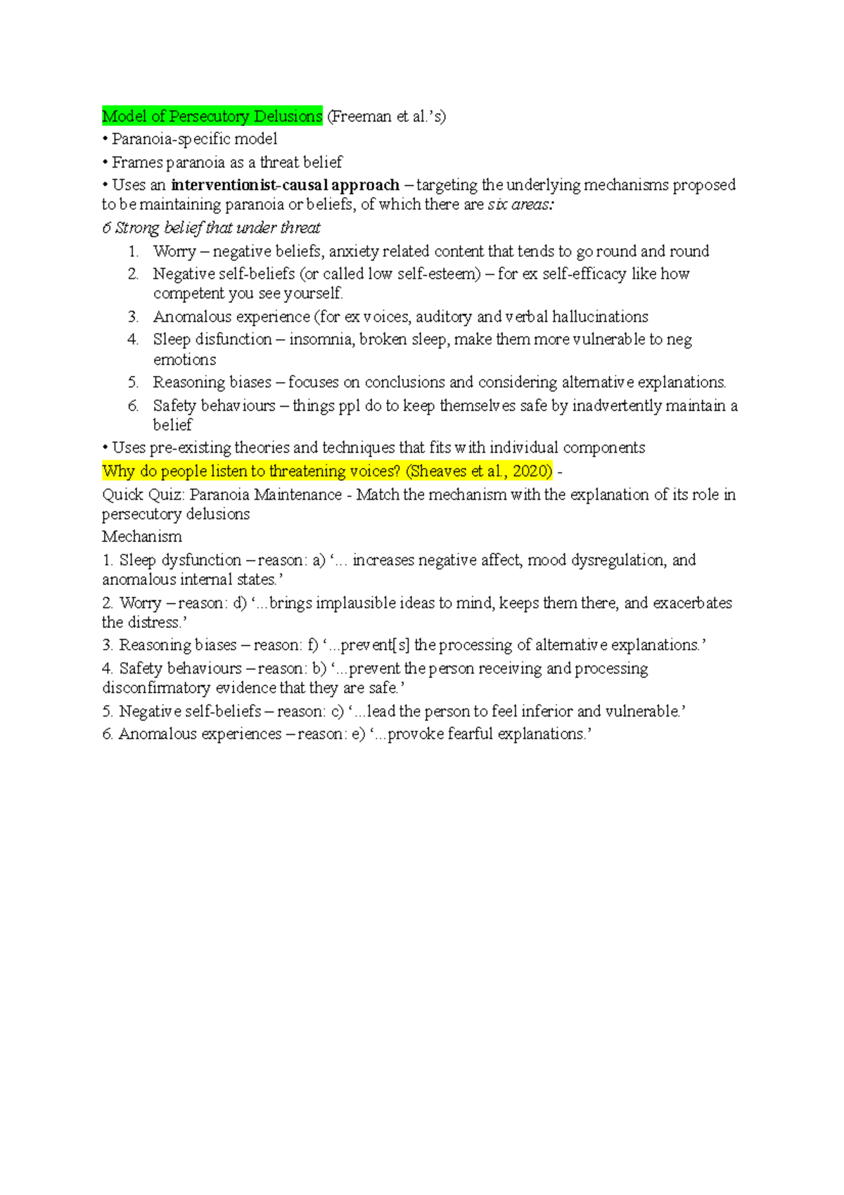 5 Model of Persecutory Delusions - ’s) Paranoia-specific model Frames ...