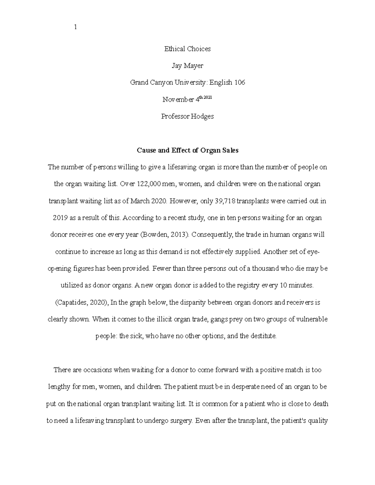 Cause and Effect Draft - coursework - 1 Ethical Choices Jay Mayer Grand ...