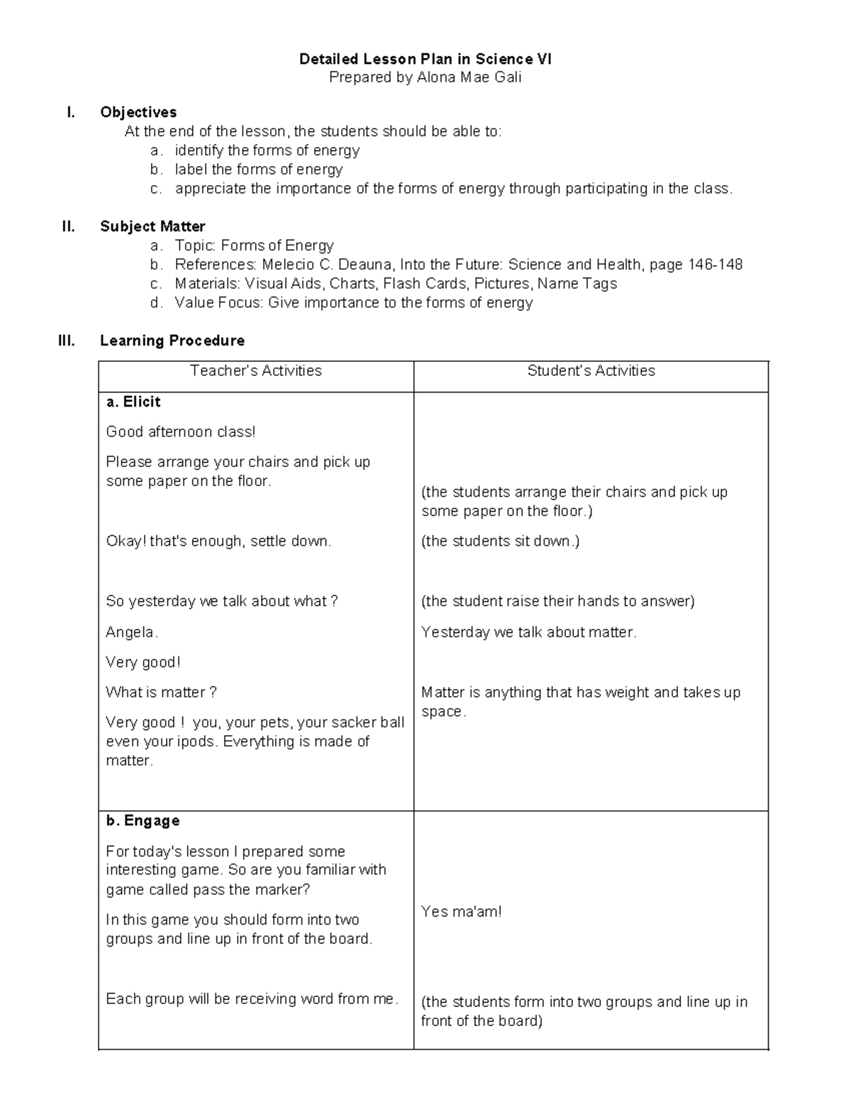 440859283 7 Es Detailed Lesson Plan in English 1 - Detailed Lesson Plan ...