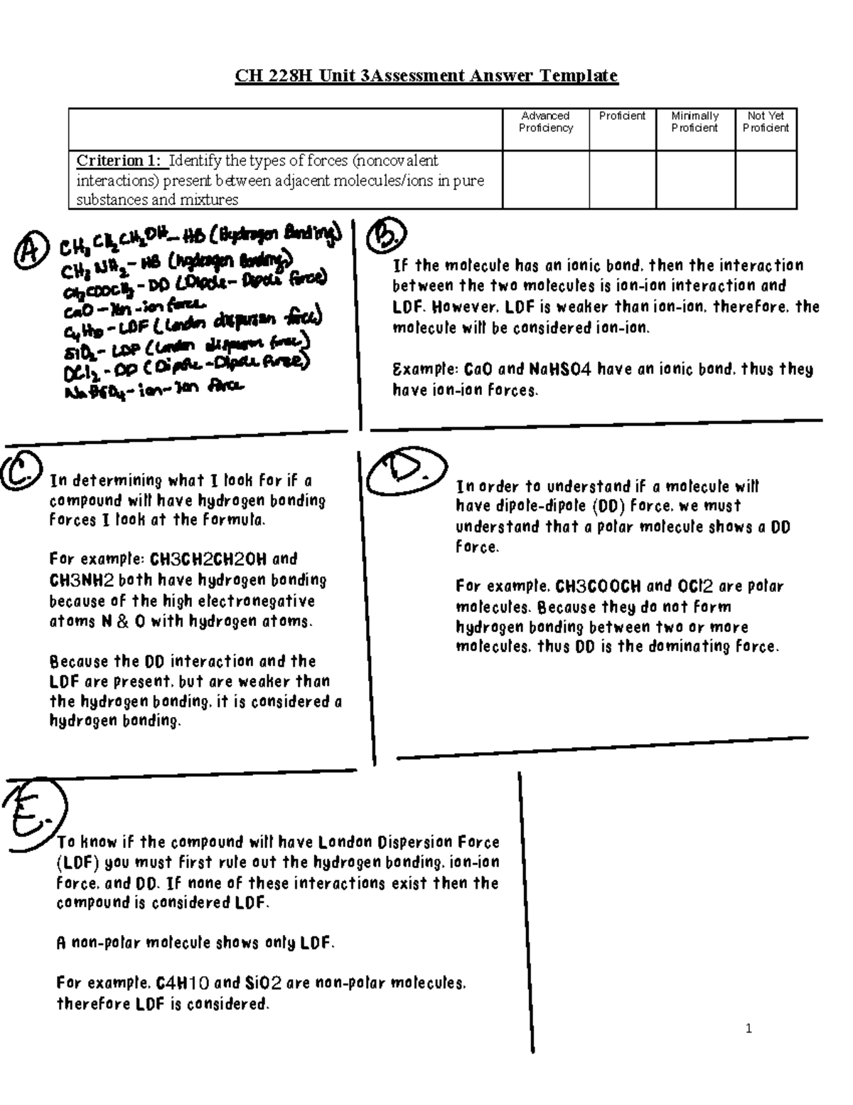 Assessment 3-Answer Sheet - 1 CH 228H Unit 3Assessment Answer Template ...
