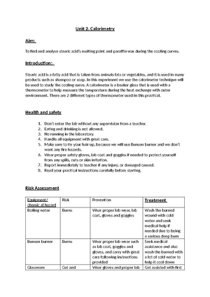 Unit2AssignmentStearic acid and paraffin wax cooling curve - Unit 2: Assignment 2: Melting and ...
