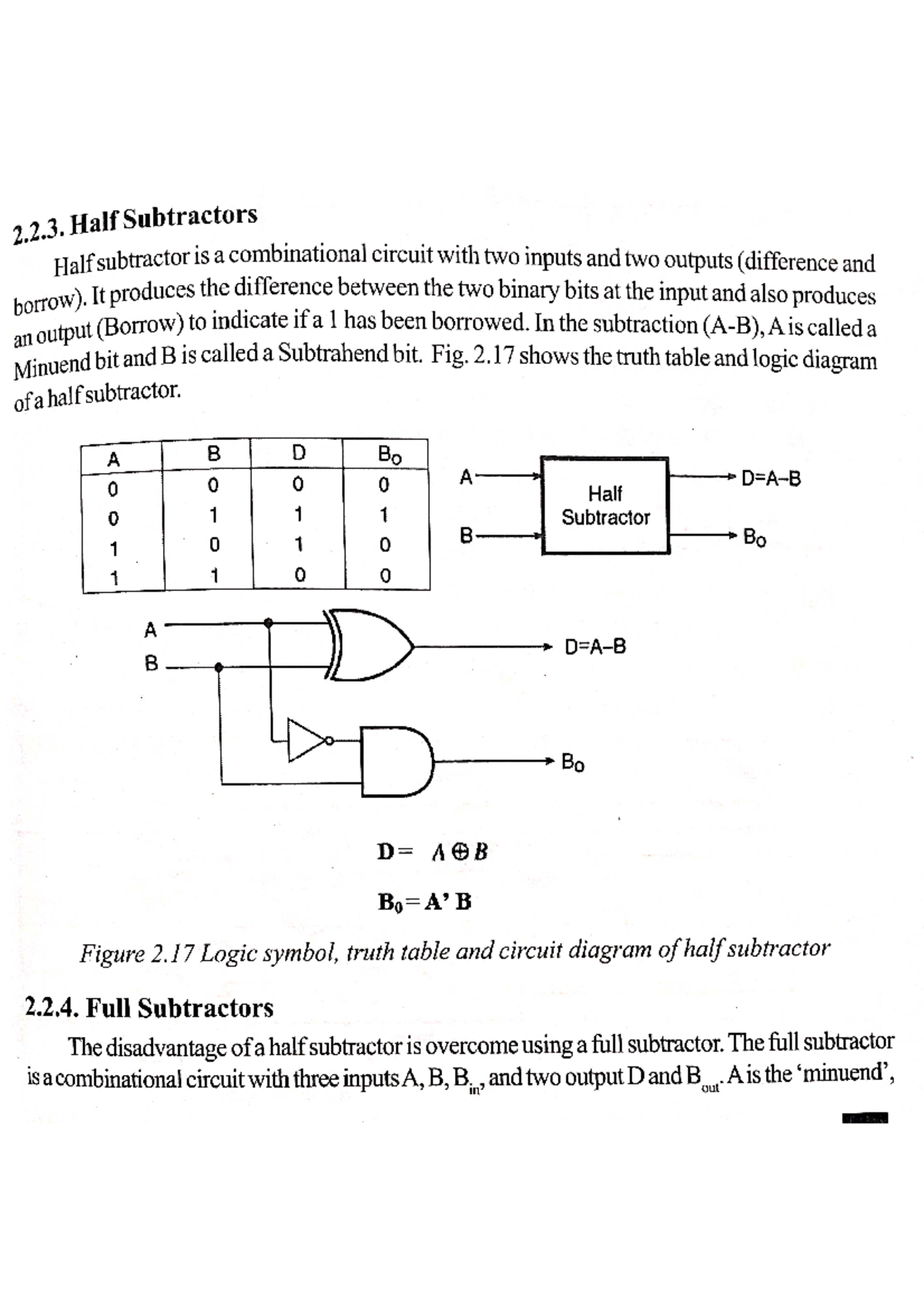 Half and full subtractors - computer science - Studocu