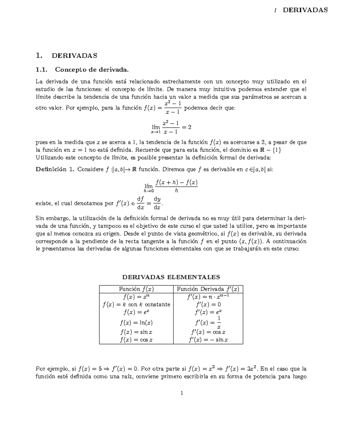 Apuntes aplicación derivada - 1 DERIVADAS 1. DERIVADAS 1. Concepto de ...