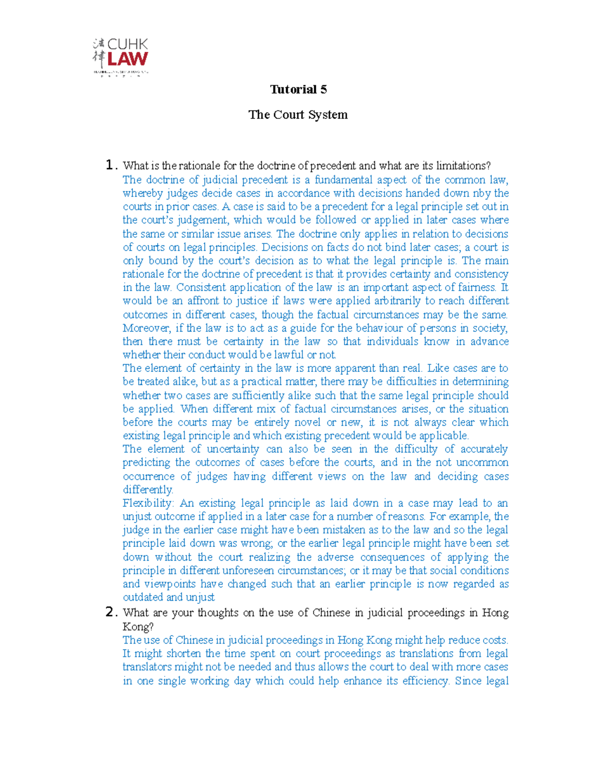 Tutorial 5 - The Court System - Tutorial 5 The Court System 1 is the ...