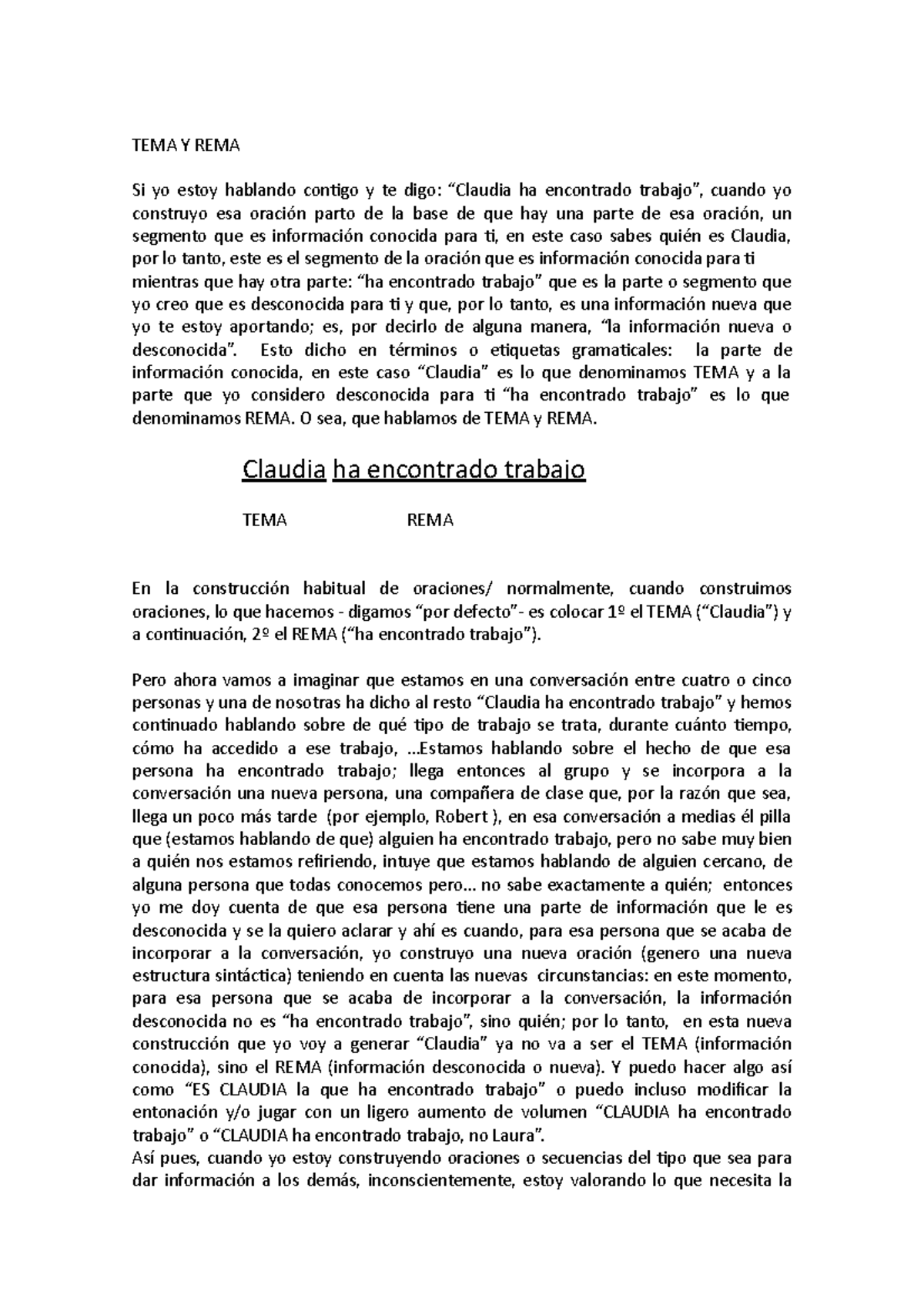 TEMA y REMA 2º Bachi A - resum - TEMA Y REMA Si yo estoy hablando ...