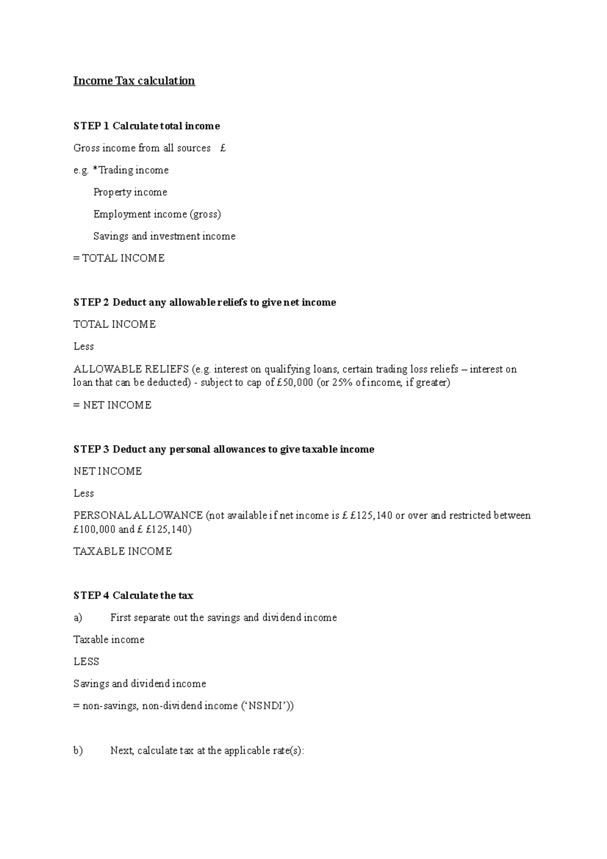 Templates for tax calculations - Studocu