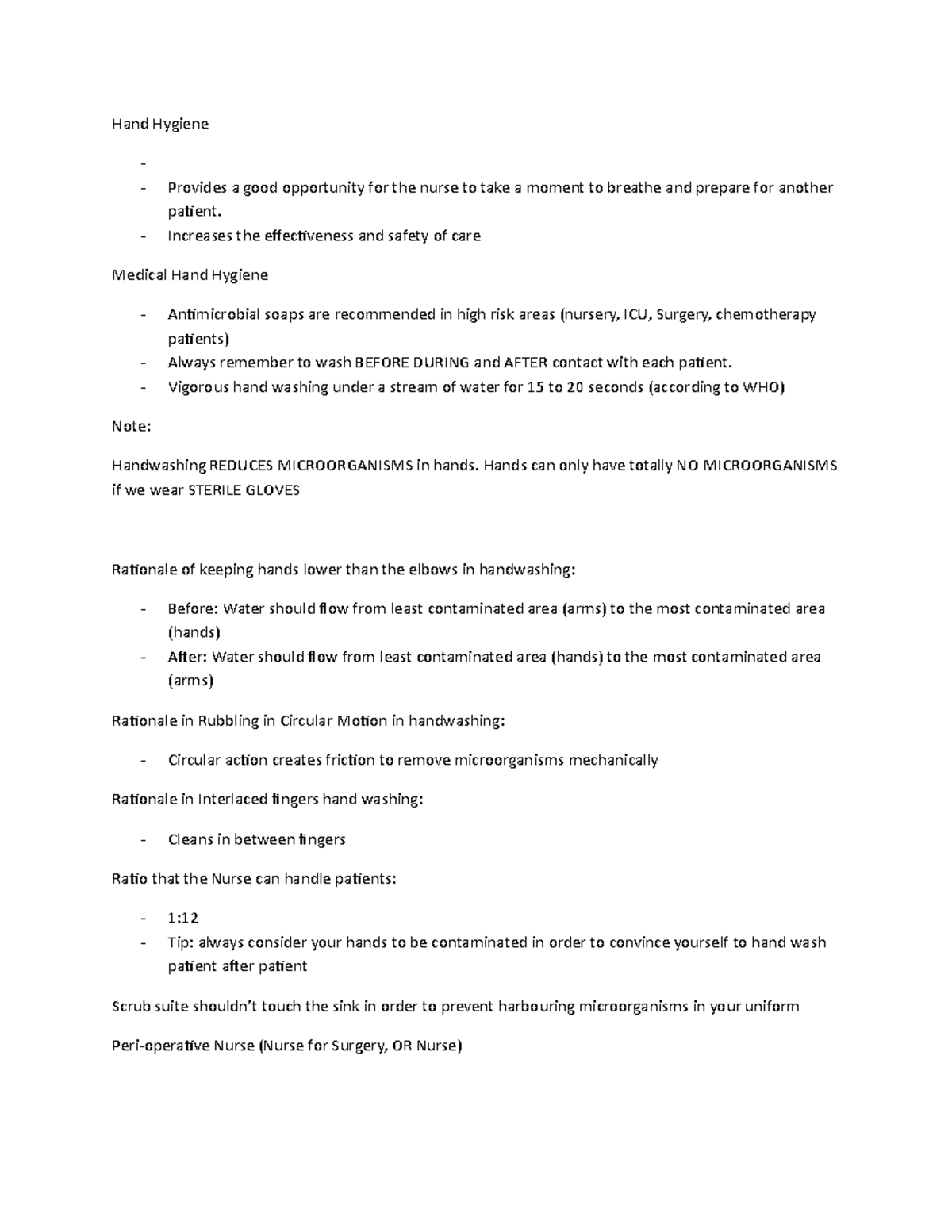 Week 2 Hand Washing Notes - Hand Hygiene - Provides a good opportunity ...