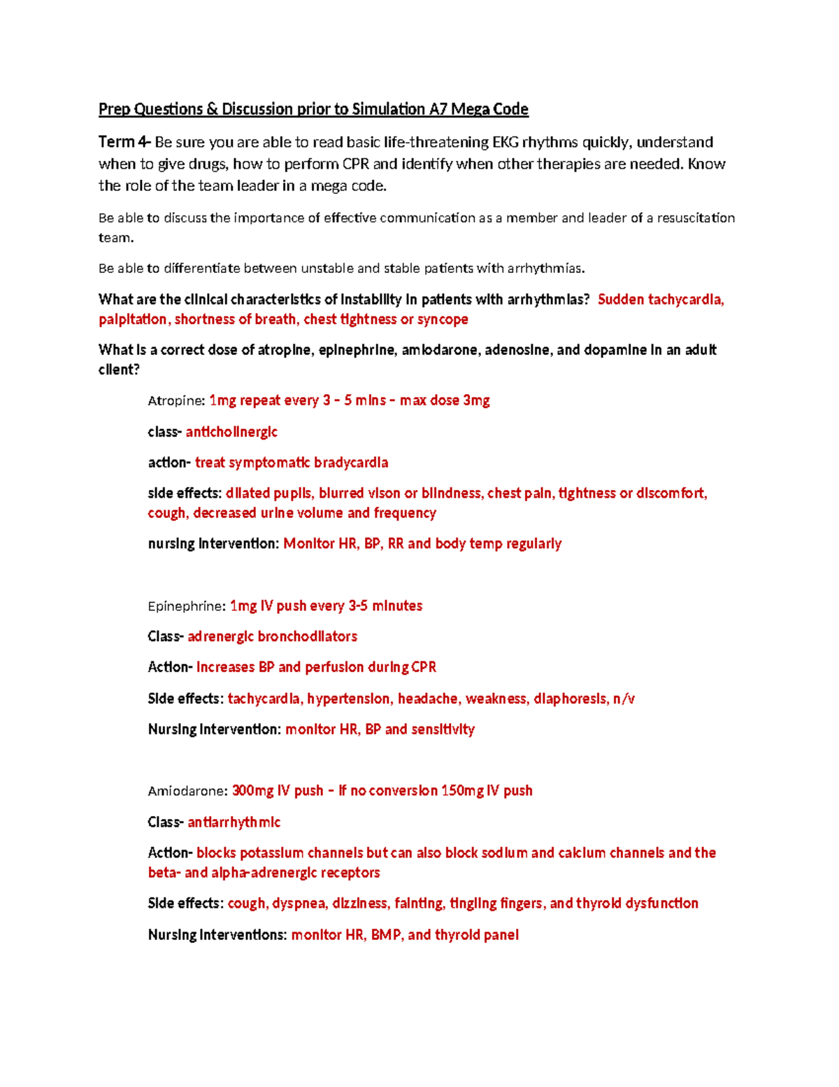 Term 4 Prep Questions Mega Code A7 - Prep Questions & Discussion prior to Simulation A7 Mega ...