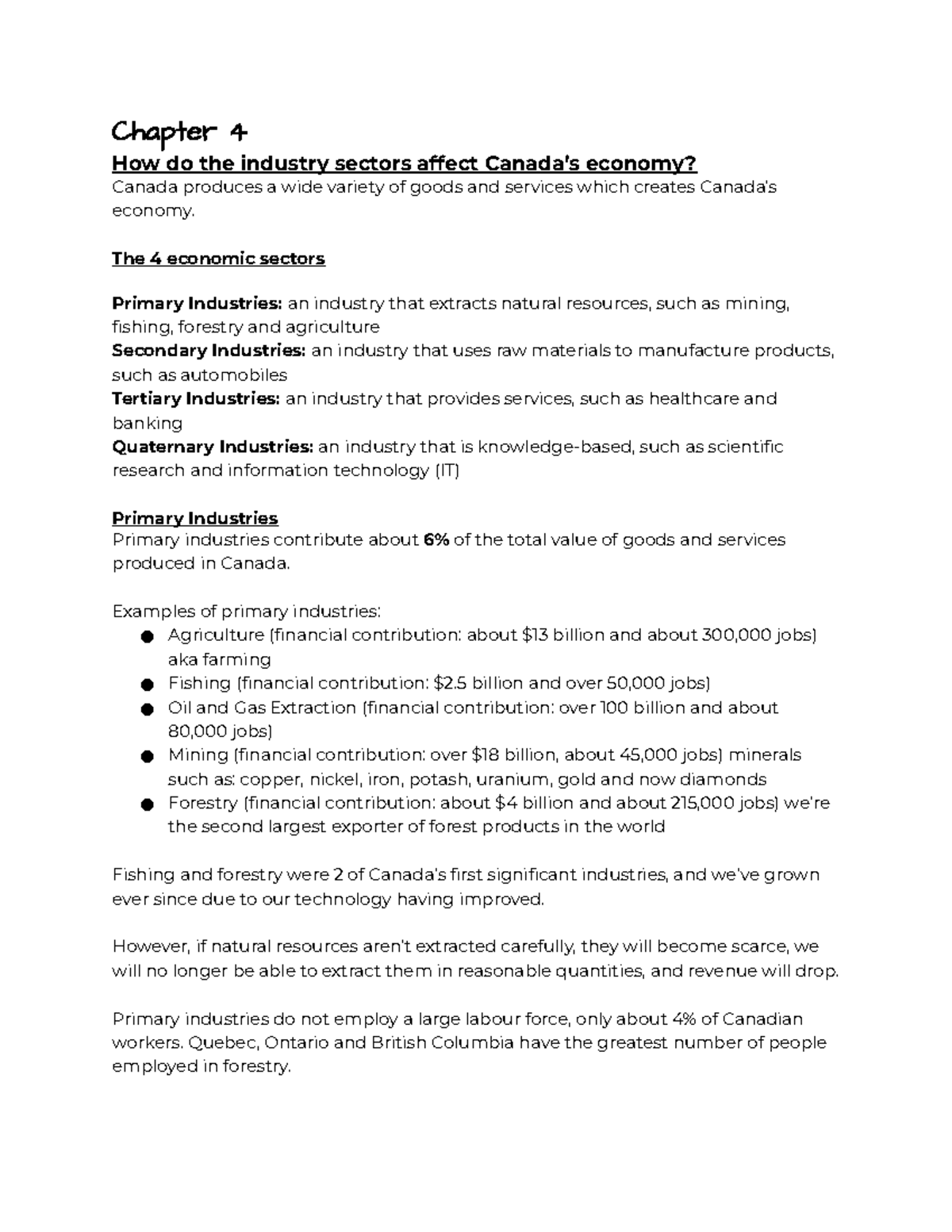 Unit 2 Geography Study Notes - Chapter 4 How do the industry sectors ...